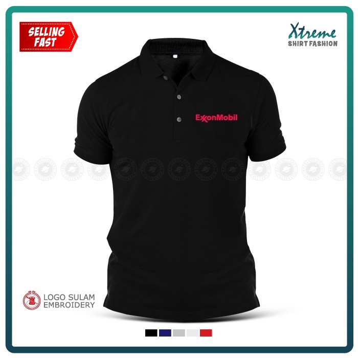 Polo T Shirt Sulam Exxon Mobil 1 Petroleum Engine Oil Minyak Hitam ...
