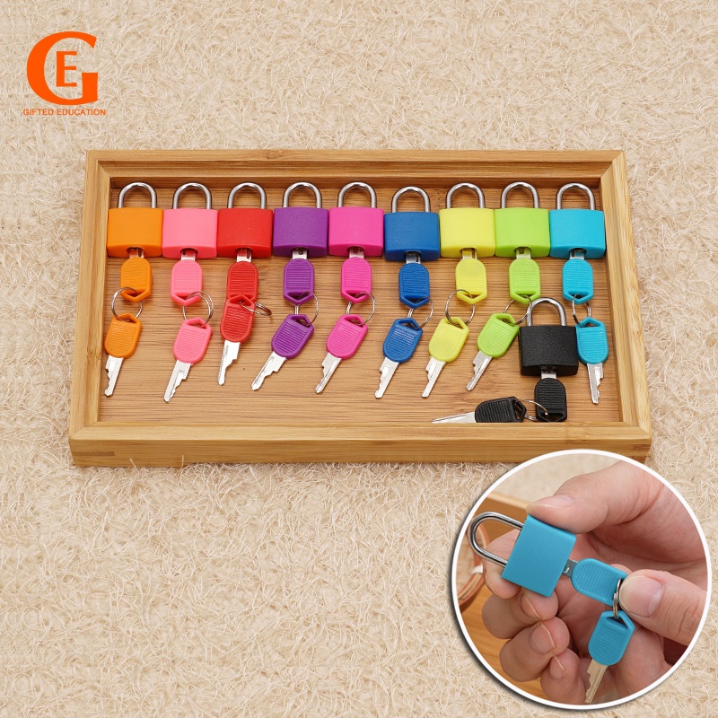 Montessori Unlock Toy Children Colorful Lock Color Matching Fine Motor ...