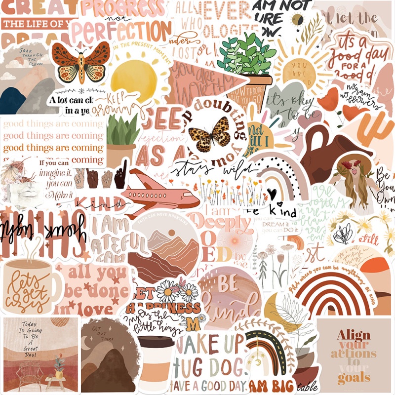 50pcs Boho Inspirational Stickers, Positive Waterproof Aesthetic ...
