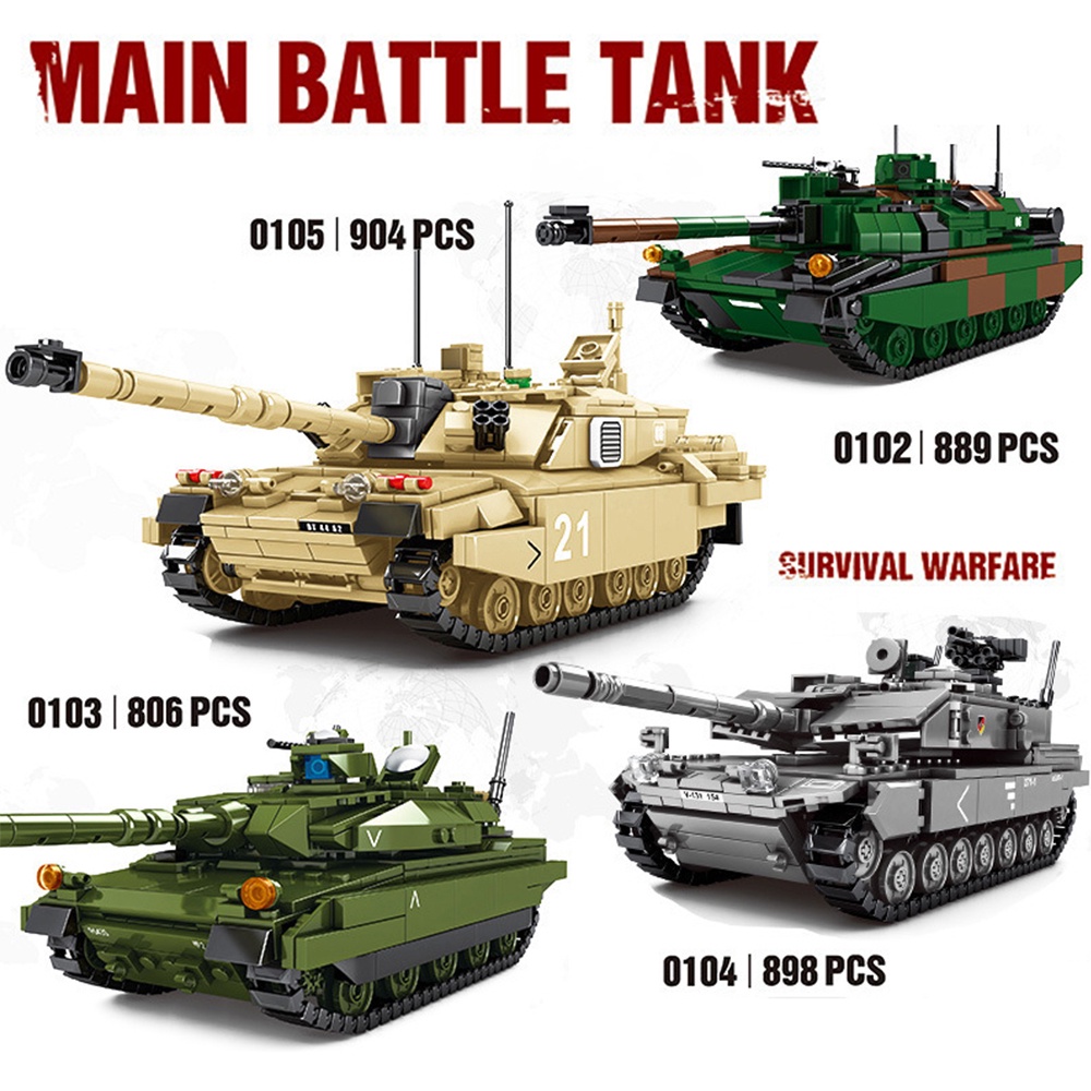 Bibilock Military Tanks Challenger Leopard Building Blocks Main Battle ...