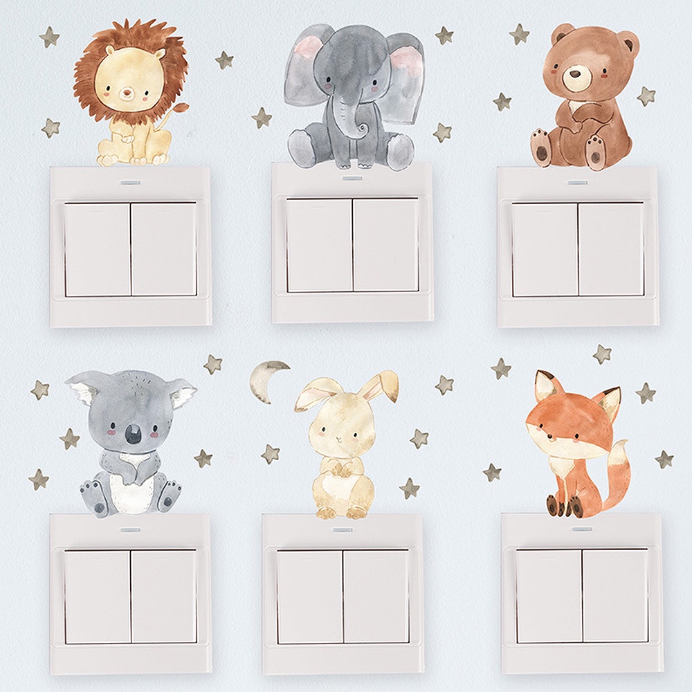 6Pcs/Set Home Decoration Self-adhesive Waterproof Cute Animals Power ...