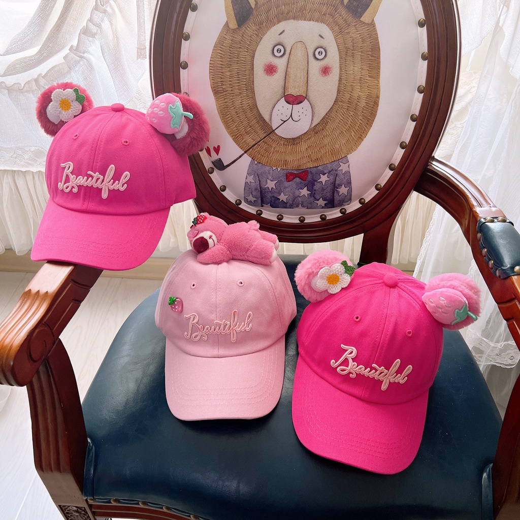 Lotso Baseball Cap Strawberry Bear Baby Hat Sweet and Cute Ears Kids ...