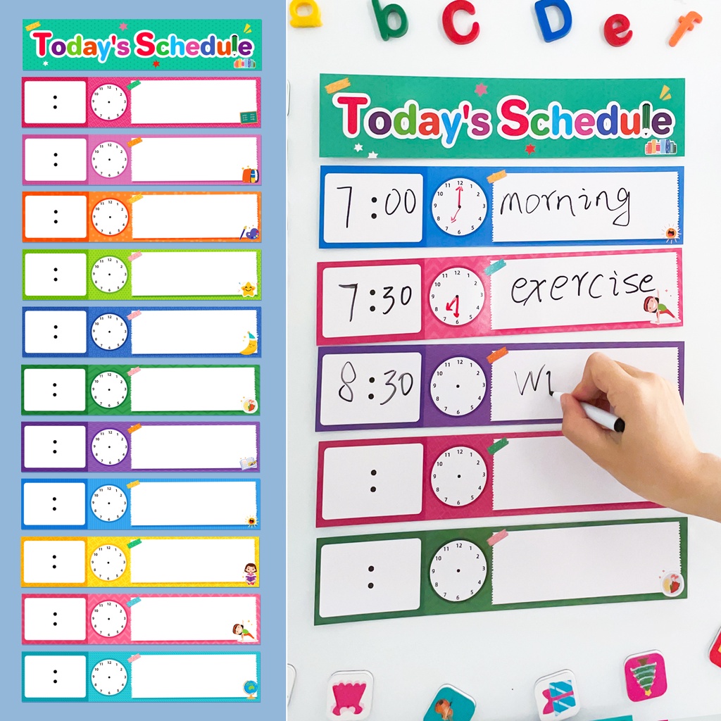 12 PCS Daily Schedule Cards Dry Eraser Cards for Kid Children Schedule ...