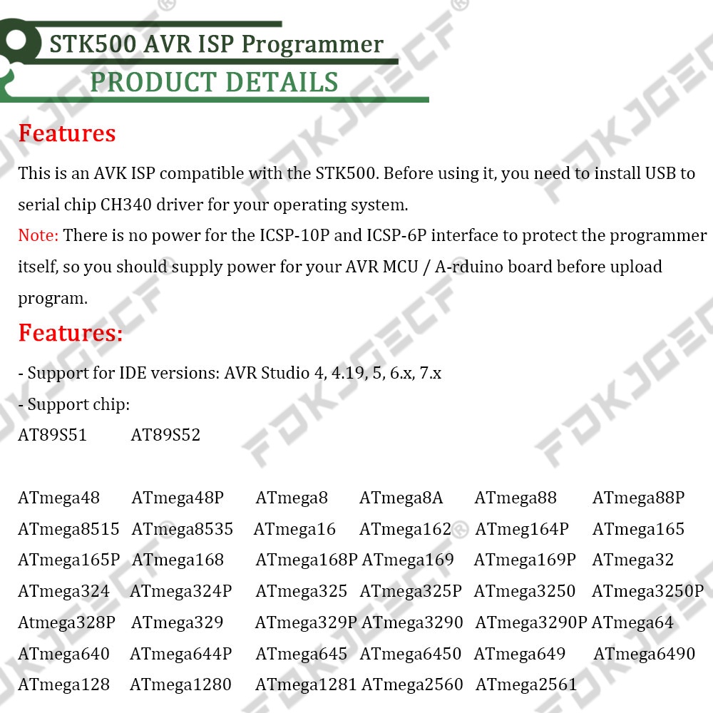 AVR ISP Programmer STK500 AVR ISP Compatible Double Header Interface Upload Booloader for ...