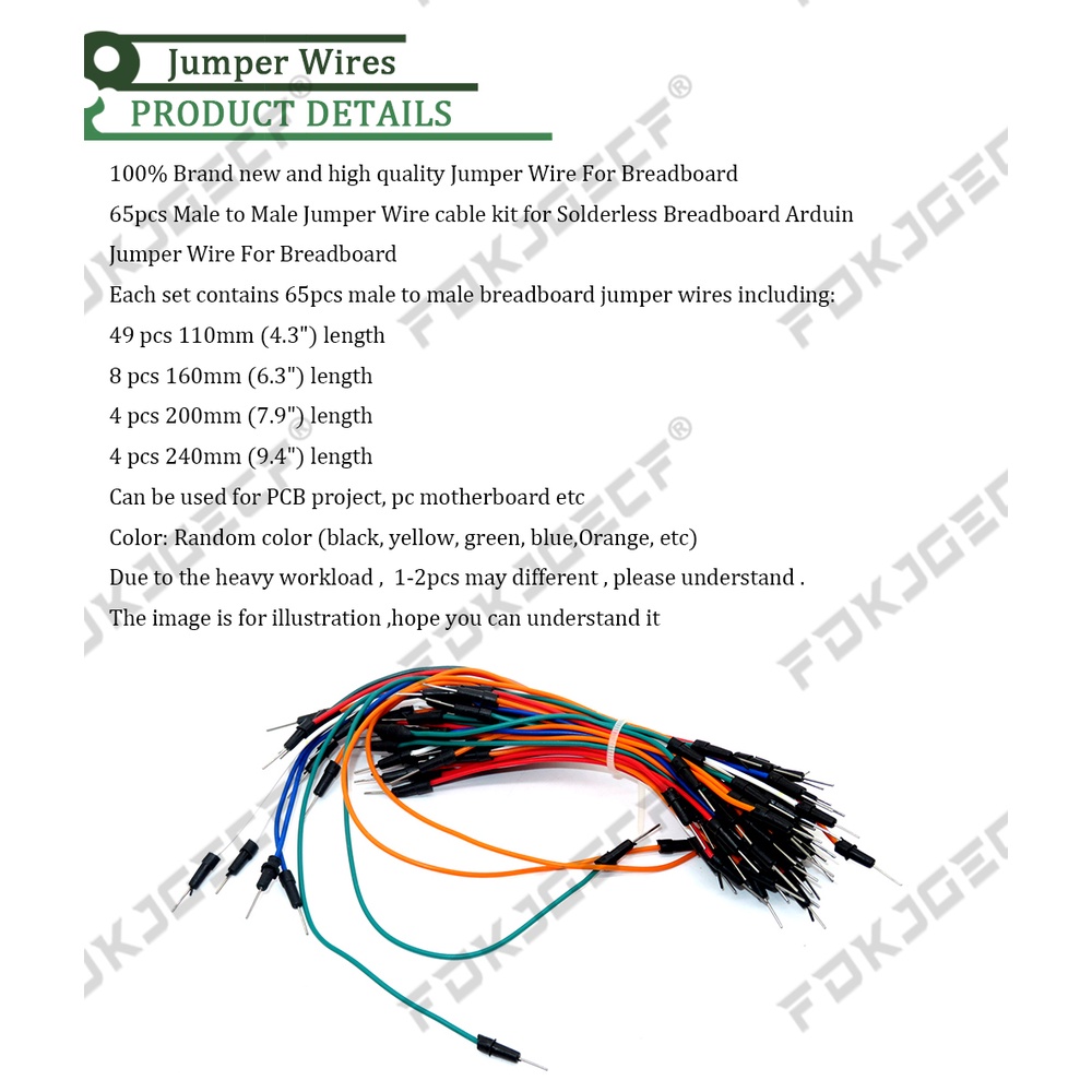 65pcs=1set Jump Wire Cable Male to Male Jumper Wire for Breadboard 65 ...