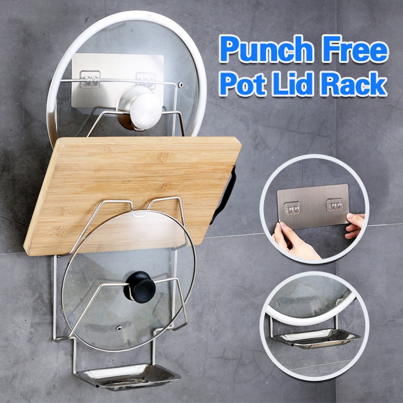 Pots Lid Holder Kitchen Organizer Rack Heavy Duty Pan Lid Holder ...