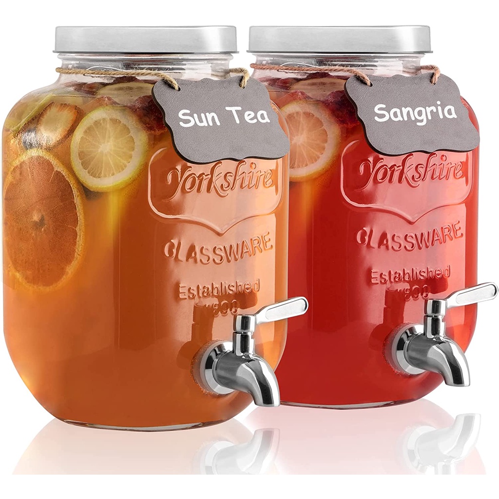 4L Drink Dispenser Airtight & Leakproof Glass Sun Tea Jar with Anti ...