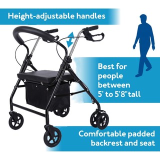 【Fast Delivery】Rollator Walker with Seat, Folding 4 Wheel Walker ...