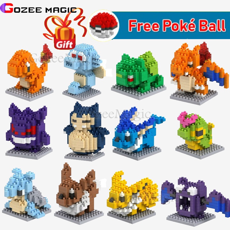 20 Style Pokemon Cartoon Building Blocks Toy Kids DIY Nano Mini Legoe ...