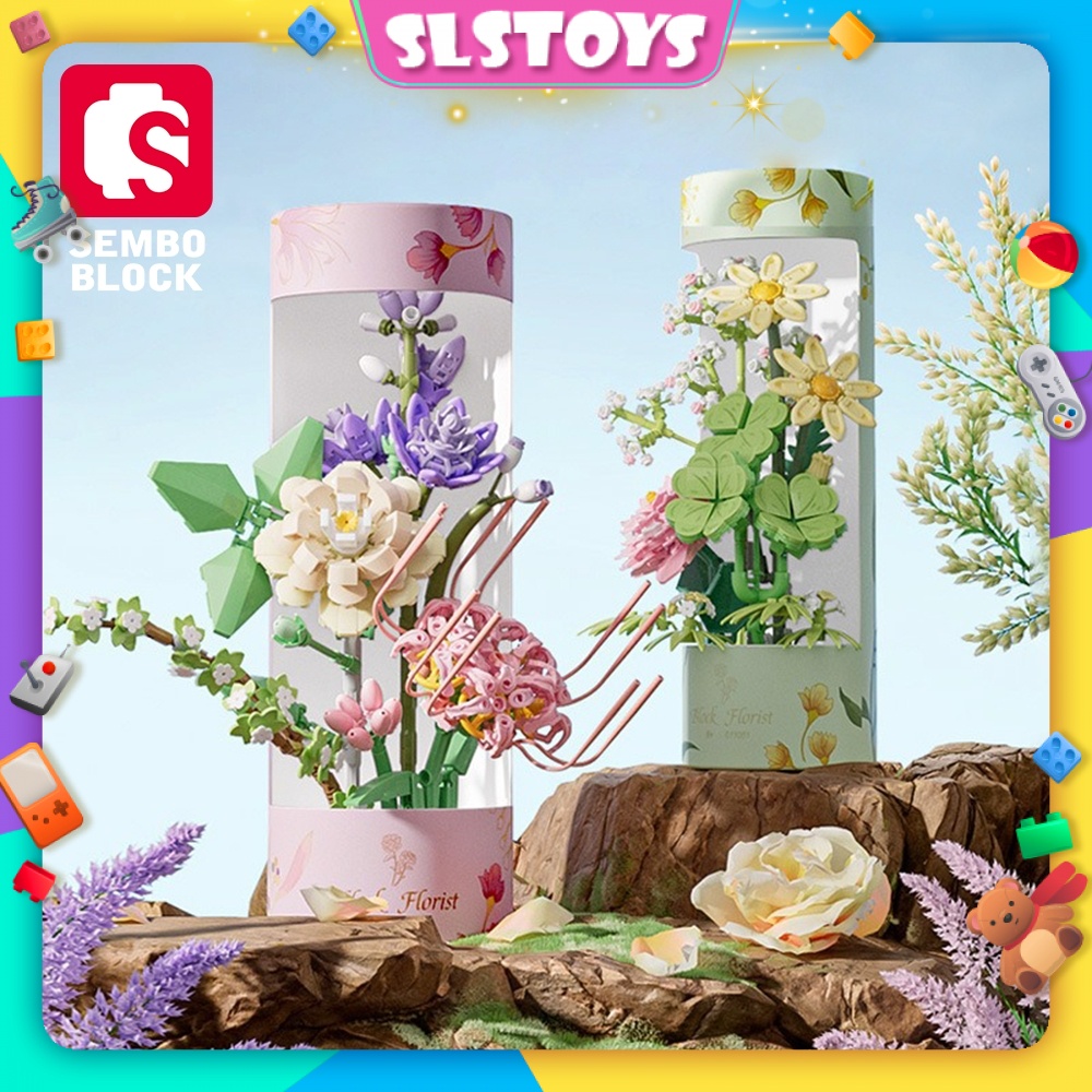 Sembo Block 611051 / 611052 Flower Bouquet Florist Open Packaging Box ...