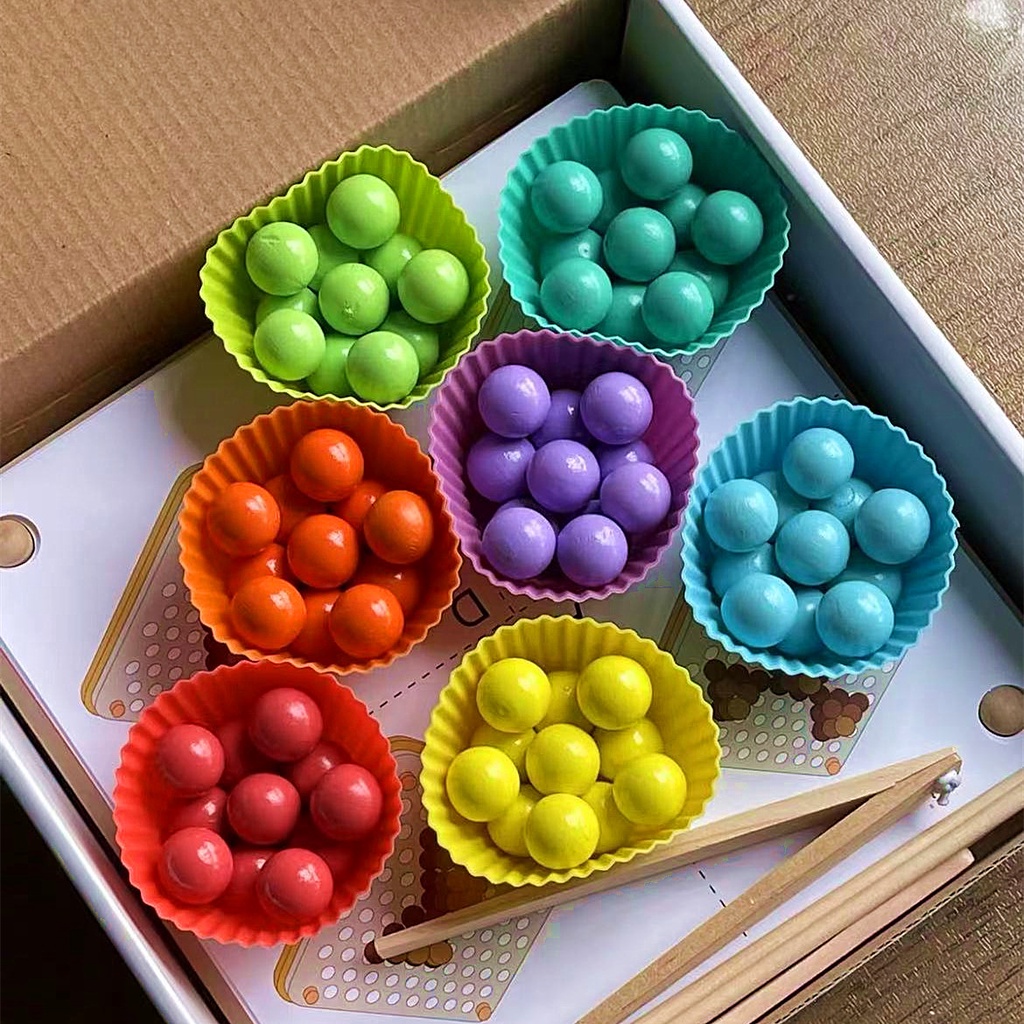 Cpc CE EN71 Cross-Border Wooden Children Clip Beads Concentration Fine Action Training Building ...