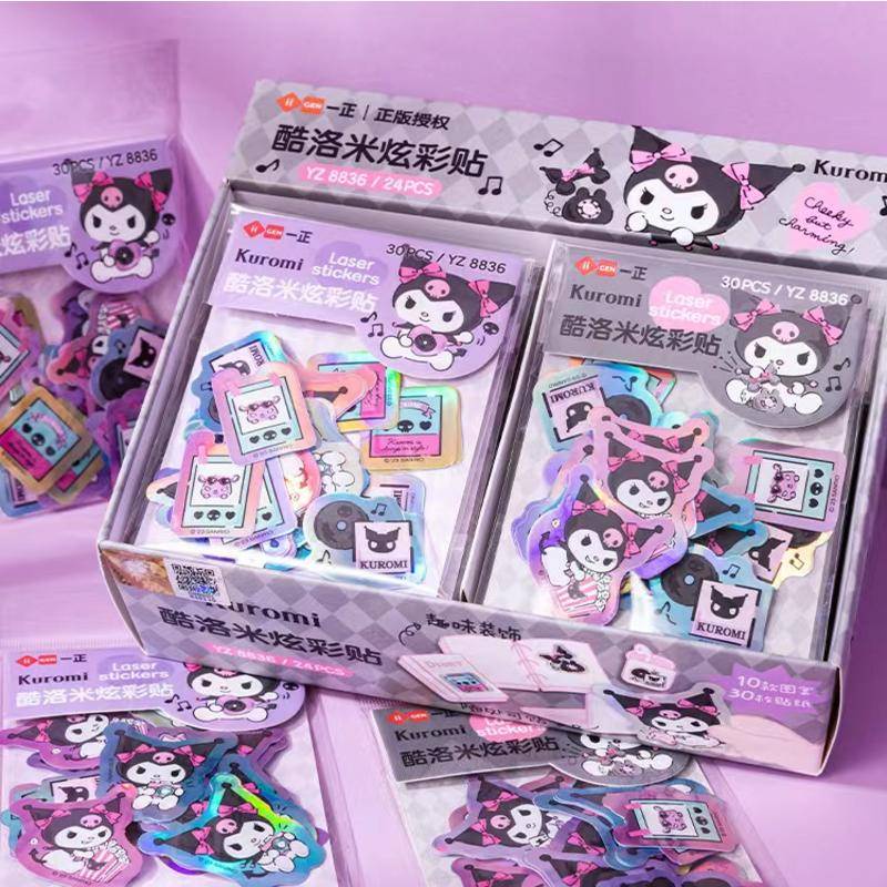 30Pcs/Set Sanrio Kuromi Cinnamoroll Cartoon Holographic Laser Stickers ...