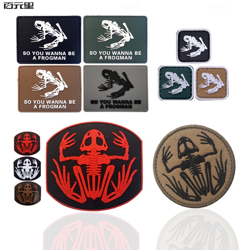 【Customized 】 Skeleton Frog Shoulder Badge Frogman PVC Bone Frog ...