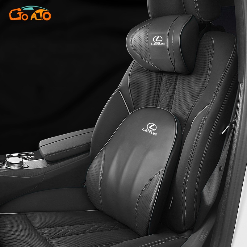 GTIOATO Car Headrest Pillow Neck Pillow Memory Foam Leather Lumbar ...