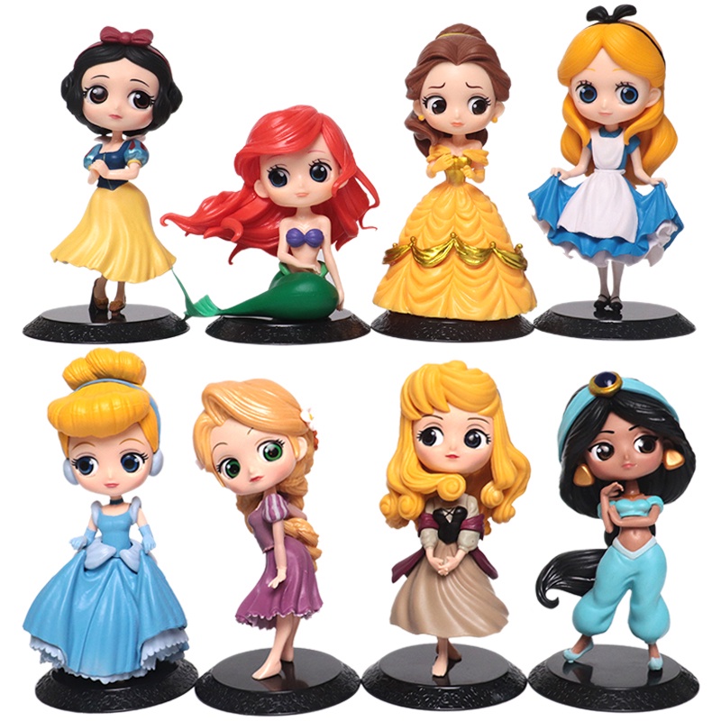 Disney Q Posket Princesses Figure Toys Dolls Snow White Rapunzel Ariel ...
