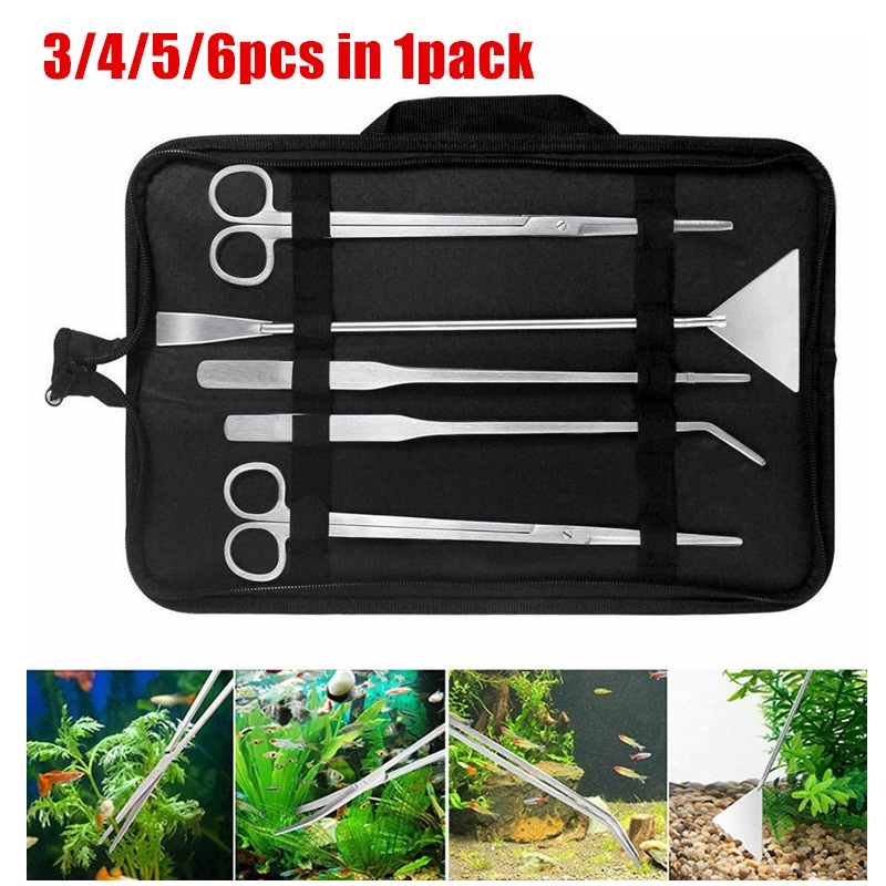 3/4/5/6pcs Stainless Steel Aquarium Plant Tool Set Fish Tank Cleaning ...