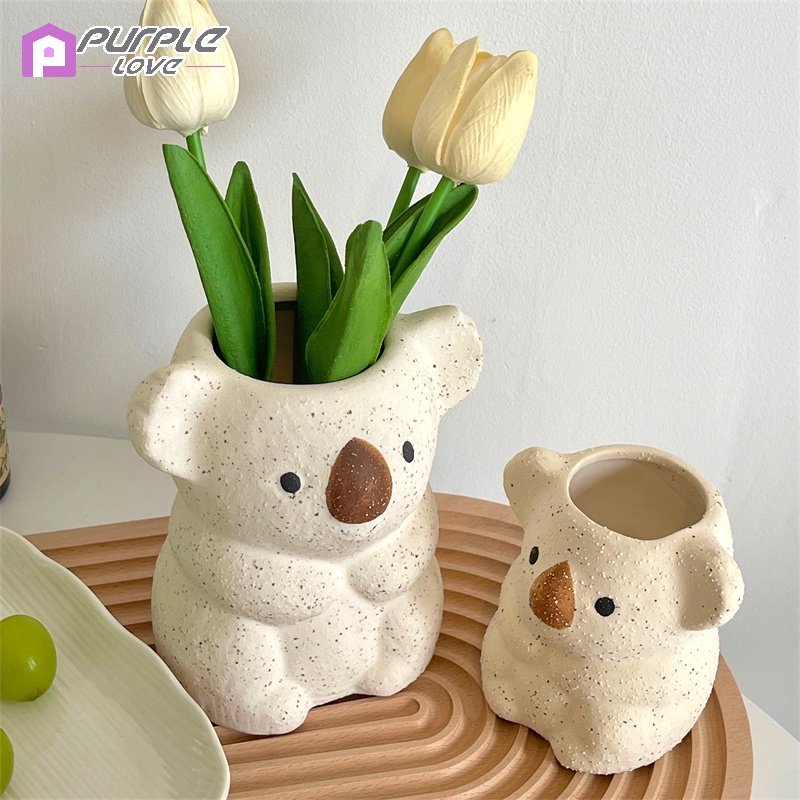 Cute Koala Flower Vase Handmade Vases Desktop Storage Home Decor ...