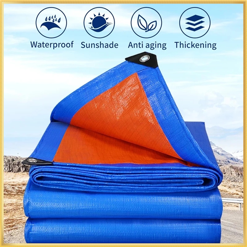 Blue Orange Waterproof Canvas Tarpaulin Sheet Shading Awning Plastik ...
