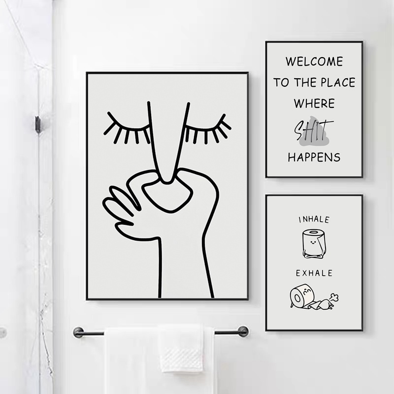 Abstract Humour Bad Smell Funny Bathroom Poster Black White Decorative ...