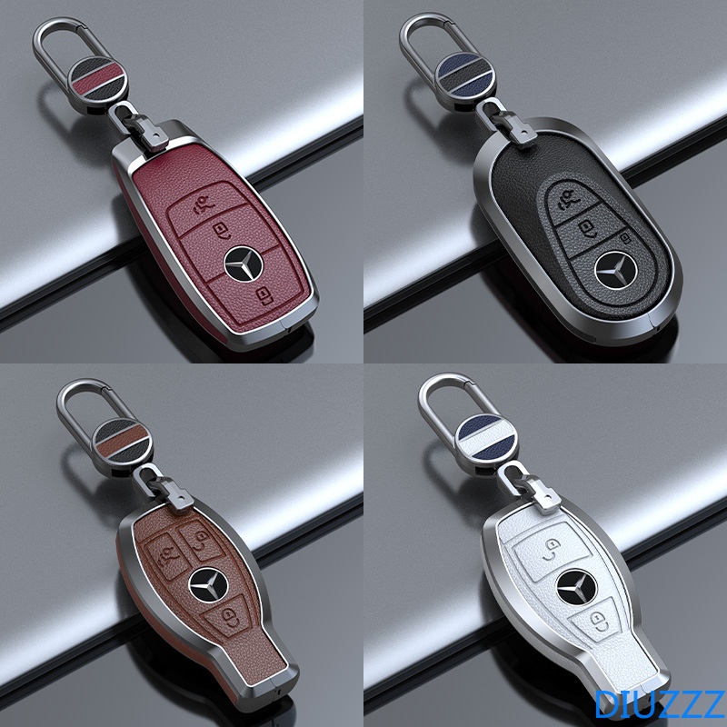 Alloy+Leather Car Remote Key Shell Key Case Cover for Mercedes Benz A-B ...