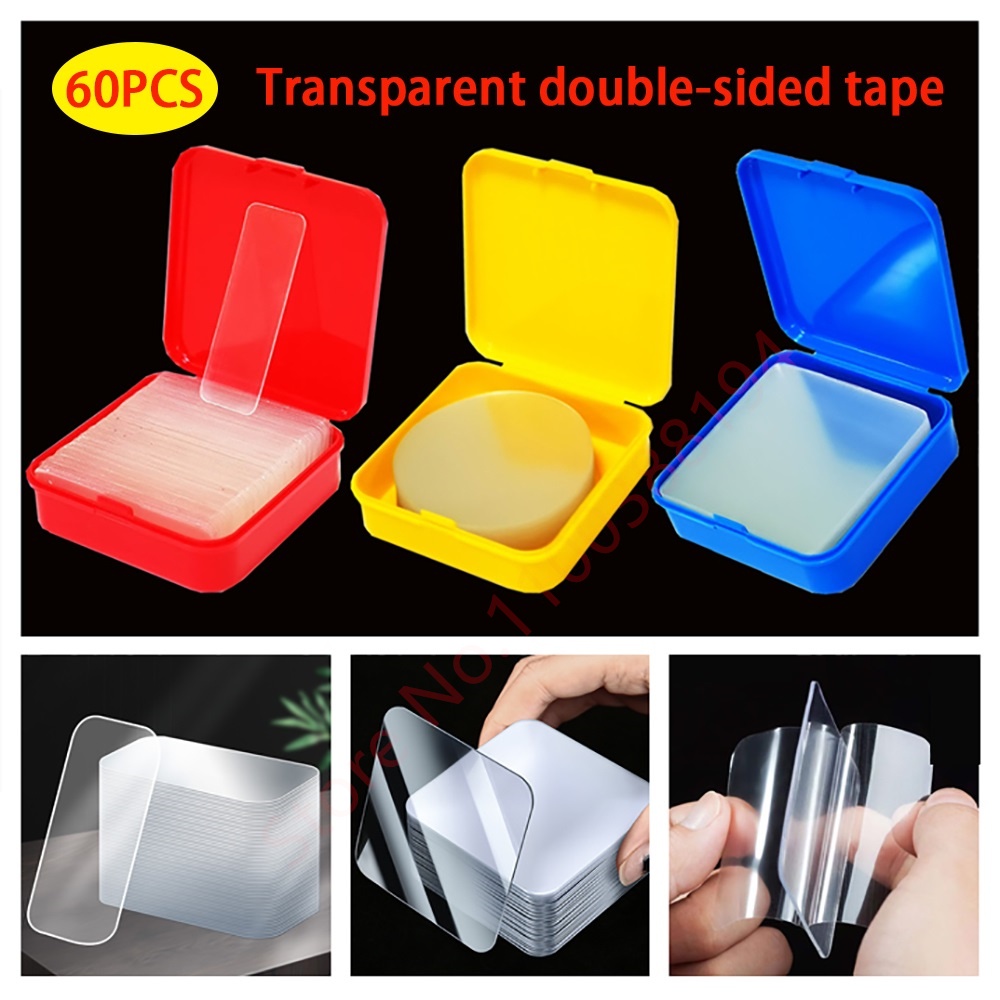 Upgraded Double Side Adhesive Tape Transparent Tapes With Box Reusable ...