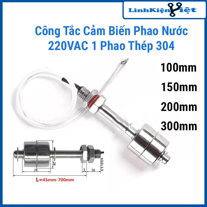 220vac 1 Float 304 Stainless Steel Automatic Water Level Sensor Float Switch Adjusts Liquid