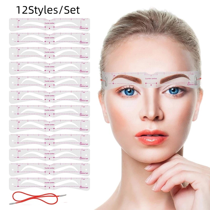 Reusable Eyebrow Shaper Set Soft Ruler Brow Definer Eyebrow Stamp Card ...