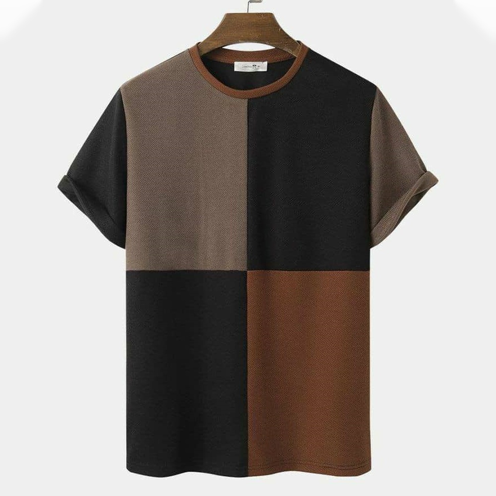 Men's T-shirt Summer Stripe Checked Diamond Pattern Print Premium Men ...