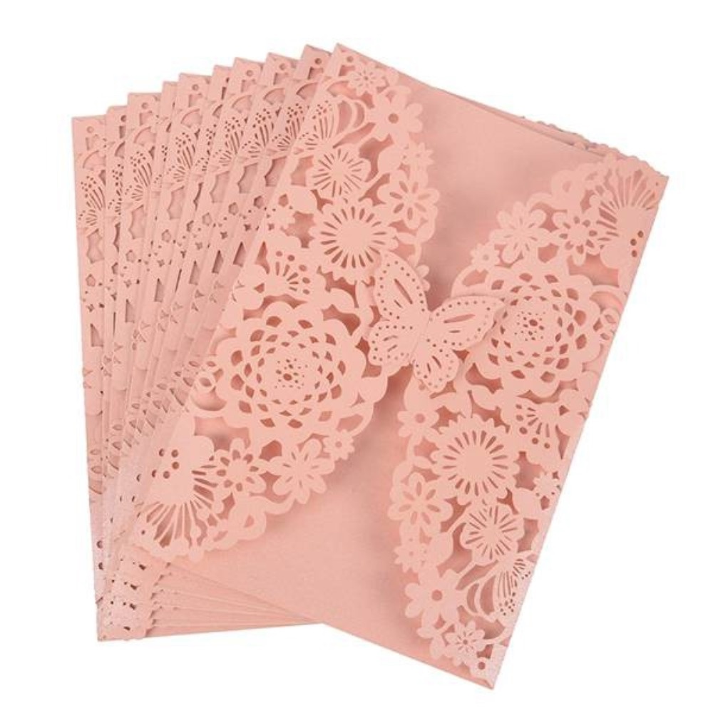 10pcs/pack Delicate Carved Butterflies Wedding Invitation Card 5R ...