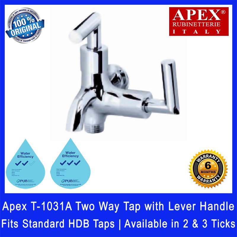 Apex T-1031A Two Way Tap with Lever Handle. Fits most HDB taps of 1/2 ...