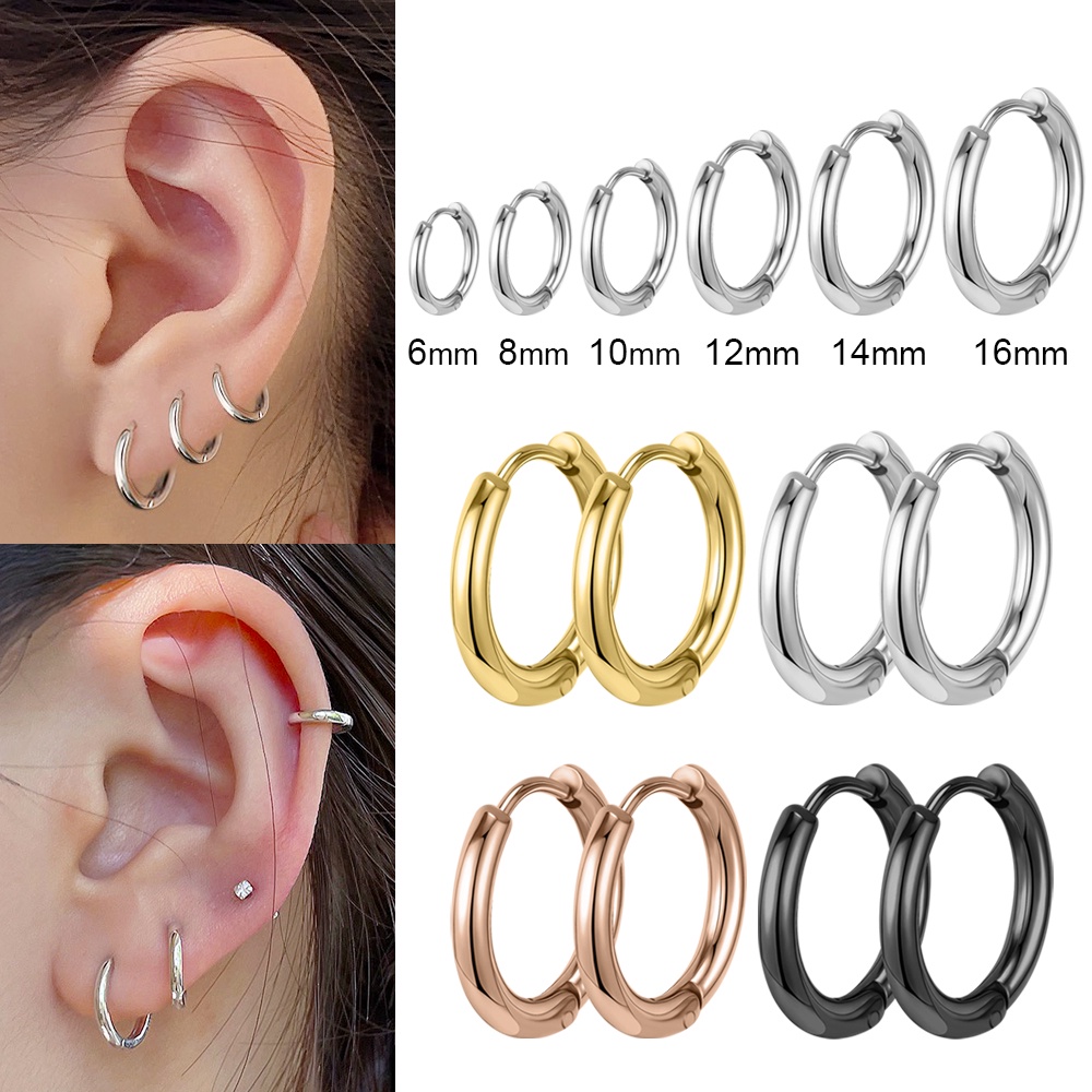 1 PC 6-20mm Stainless Steel Small Hoop Earrings Cartilage Round Earring ...