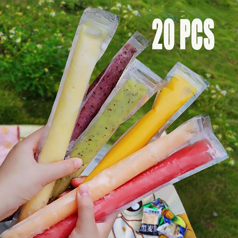 20PCS Disposable Ice Popsicle Mold Bags Bpa Free Freezer Tubes with Zip ...