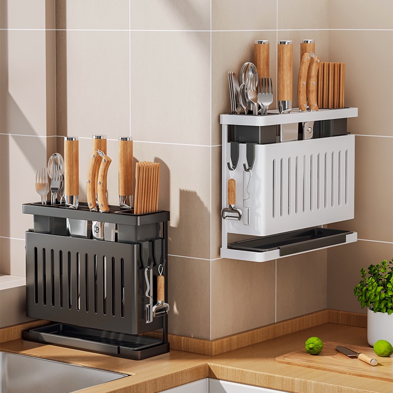 Non punching Multi Function storage rack Kitchen Knife Holder kitchen ...