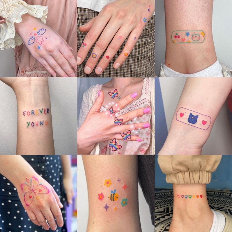 60pcs Cute Tattoo Sticker Waterproof Lasting Temporary Tattoo | Shopee ...
