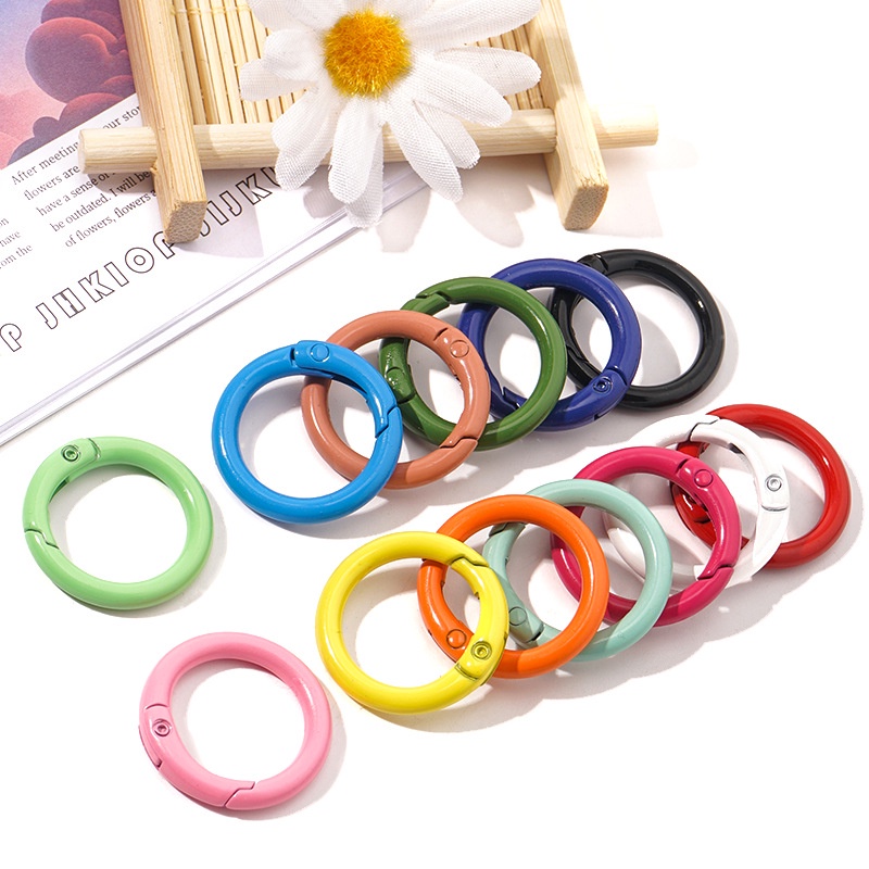 Round Alloy Colorful Spring Ring O-Shaped Mini Paint Keychain Chain Bag ...