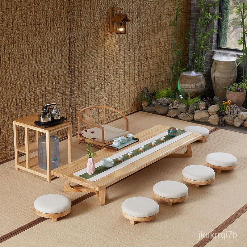 MHJapanese-Style Solid Wood Tatami Tea Table Zen Tea Table Window Sill ...
