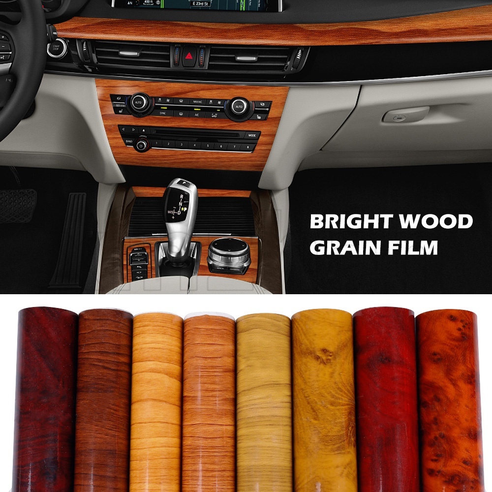 10*100cm Self-adhesive Glossy Wood Grain Film Body Sticker /High-gloss ...
