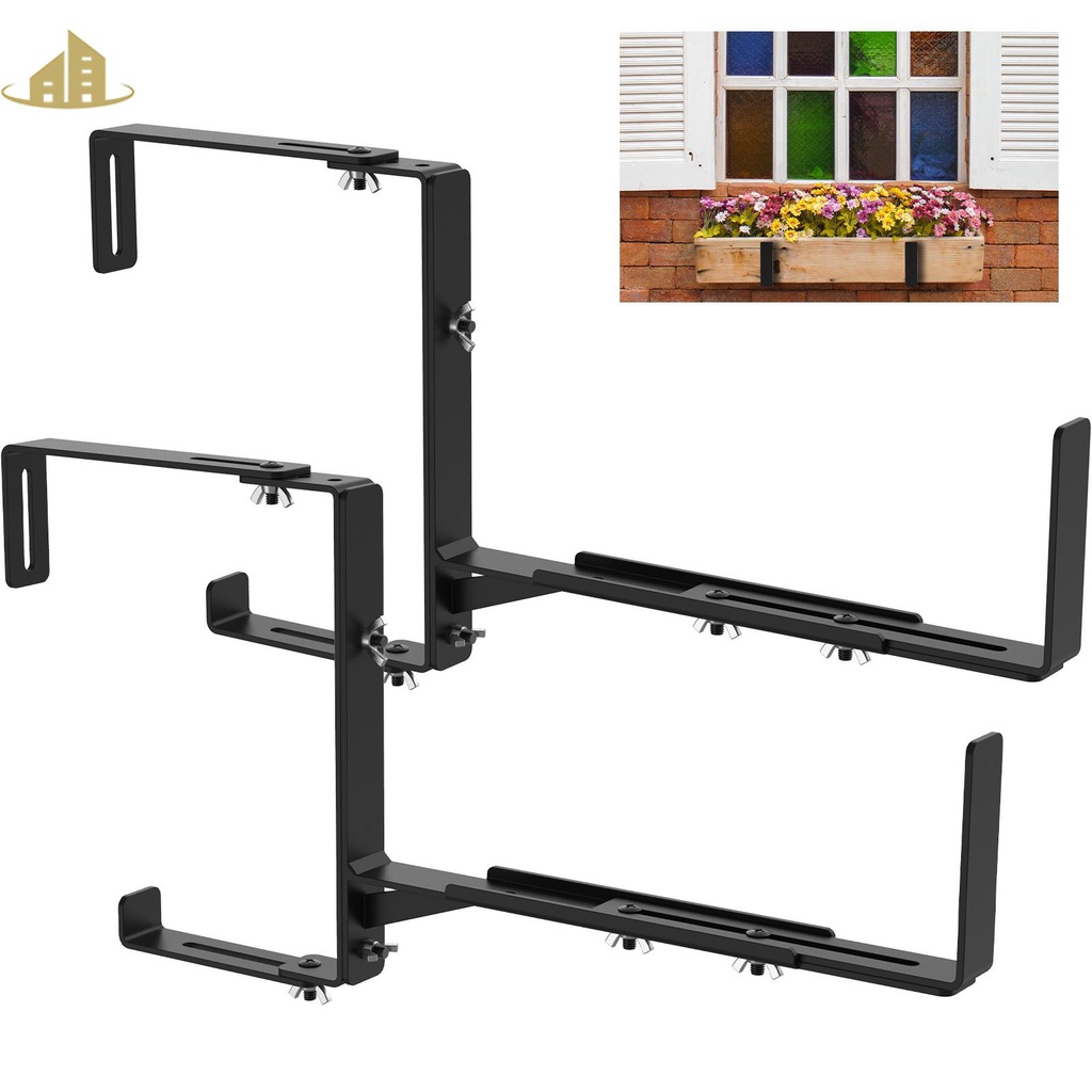 2Pcs Planter Box Brackets 15-30cm Adjustable Window Box Brackets Sturdy ...