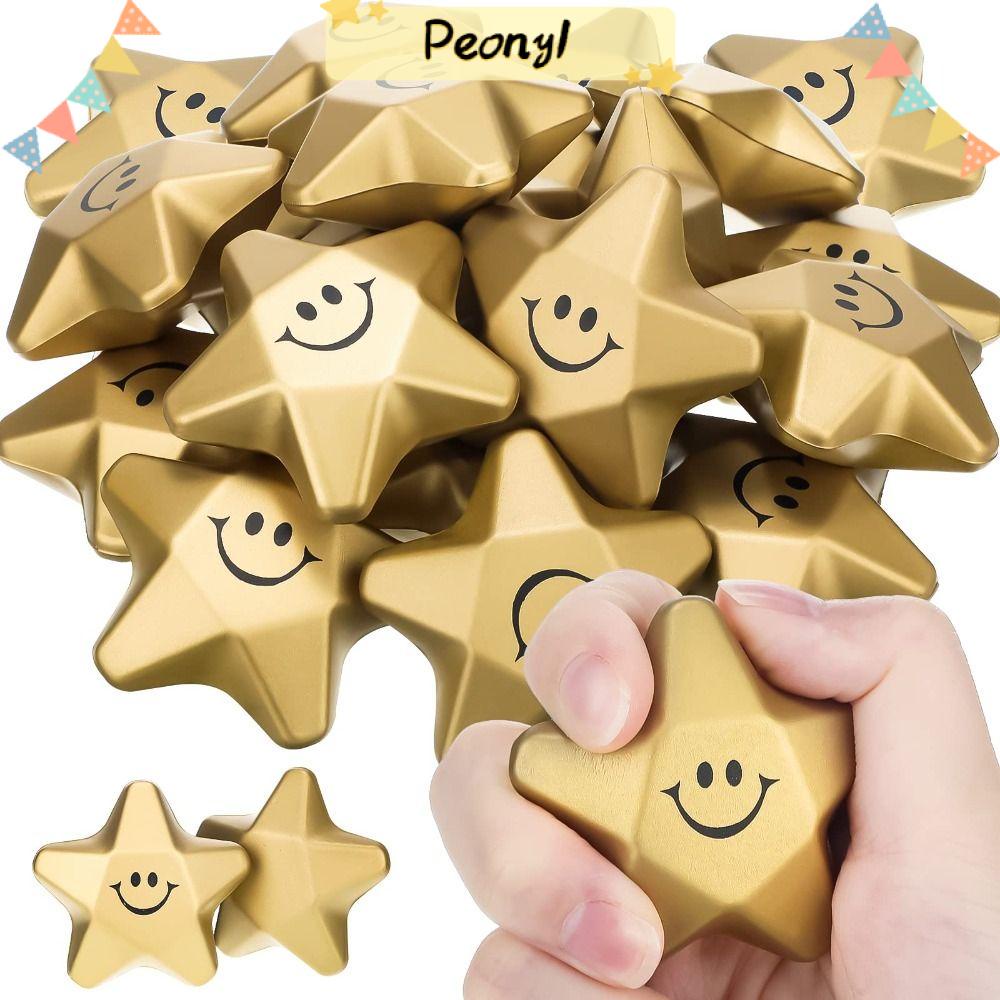 PDONY 10pcs Foam Ball, Stress Relief Gold Star Stress Balls, Mini ...