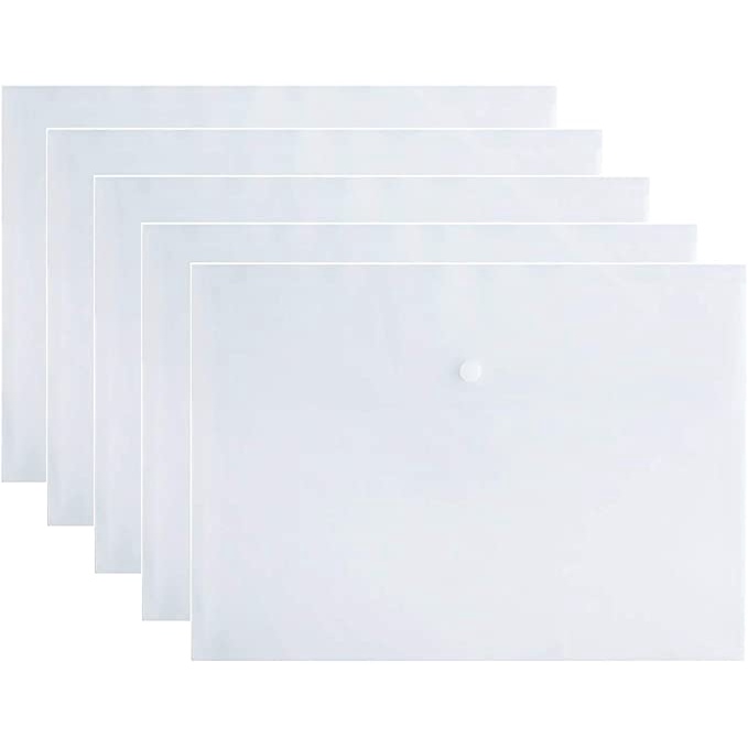 5 Pack File Folder Pockets File Jacket Plastic Envelope Flat Document ...