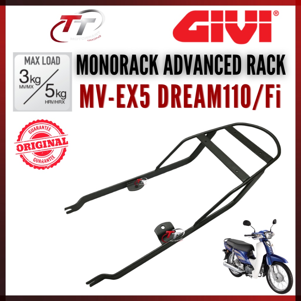 Honda EX5 DREAM 110 Fi DREAM110 GIVI MV MONORACK MONOTECH MONO RACK CARRIER BOX Tread BOX Rear ...