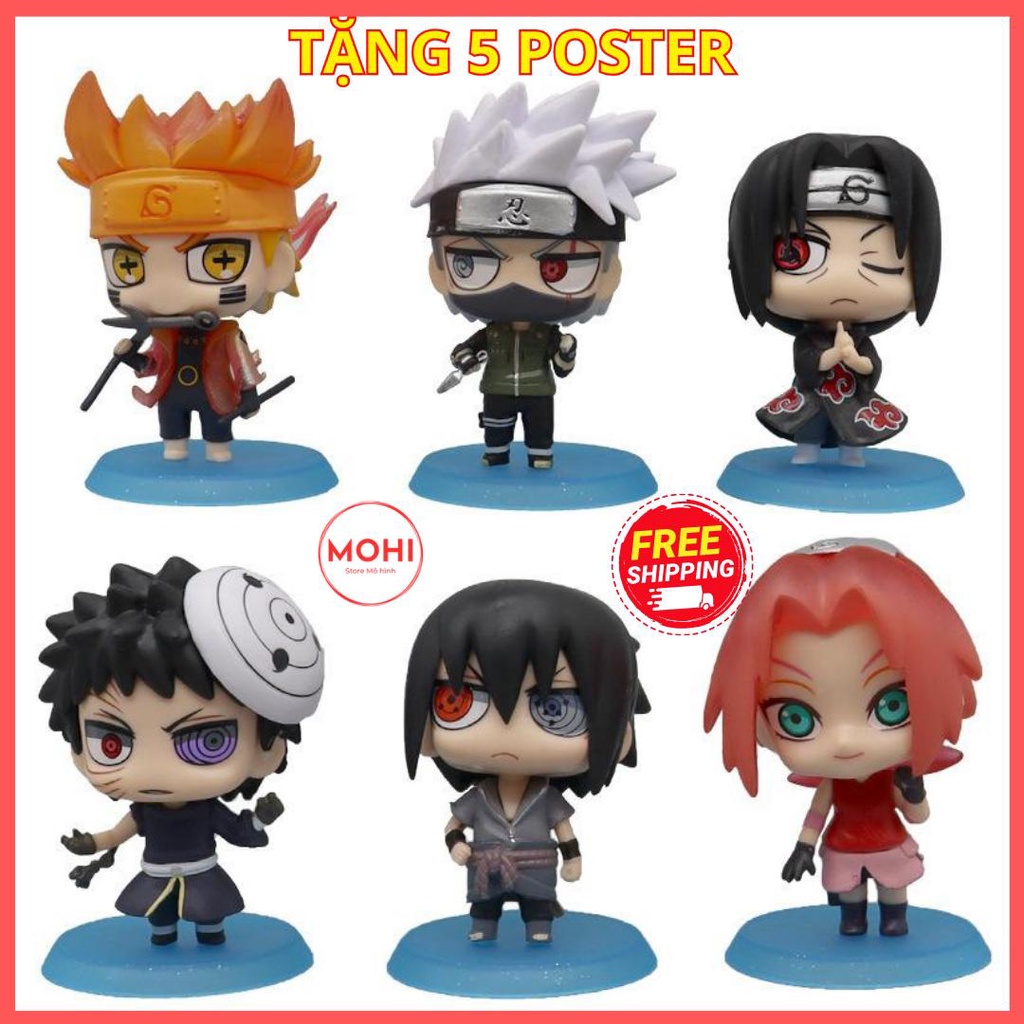 Set of 6 character models: Naruto Six Paths, Itachi, Sasuke, Kakashi ...