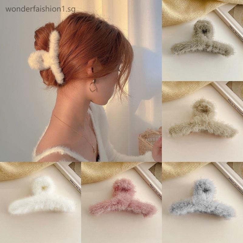 Korean Soft Furry Hair Claws Faux Fur Hair Clip Big Clamps Sweet Plush ...