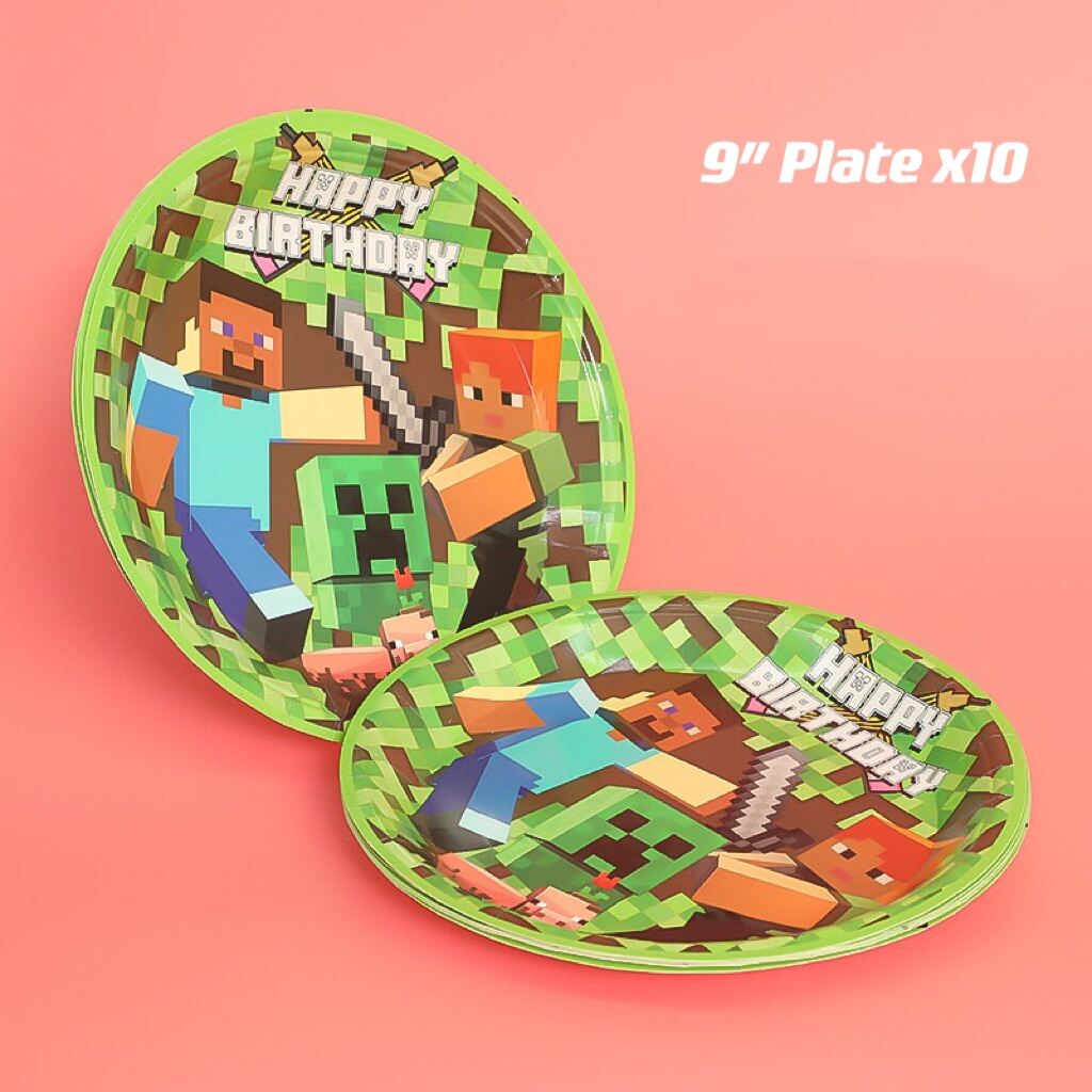 [SG Seller] 10Pax Minecraft Party Tableware Disposable Plates Food ...