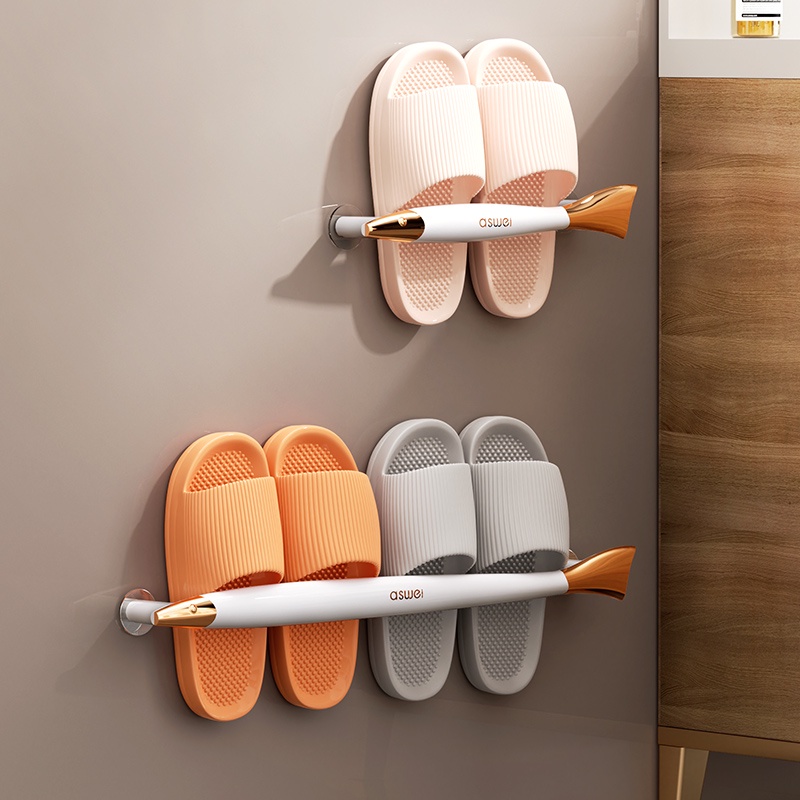 ASWEI Slippers Storage Rack Shoes Holder Wall-mounted Punching-free ...