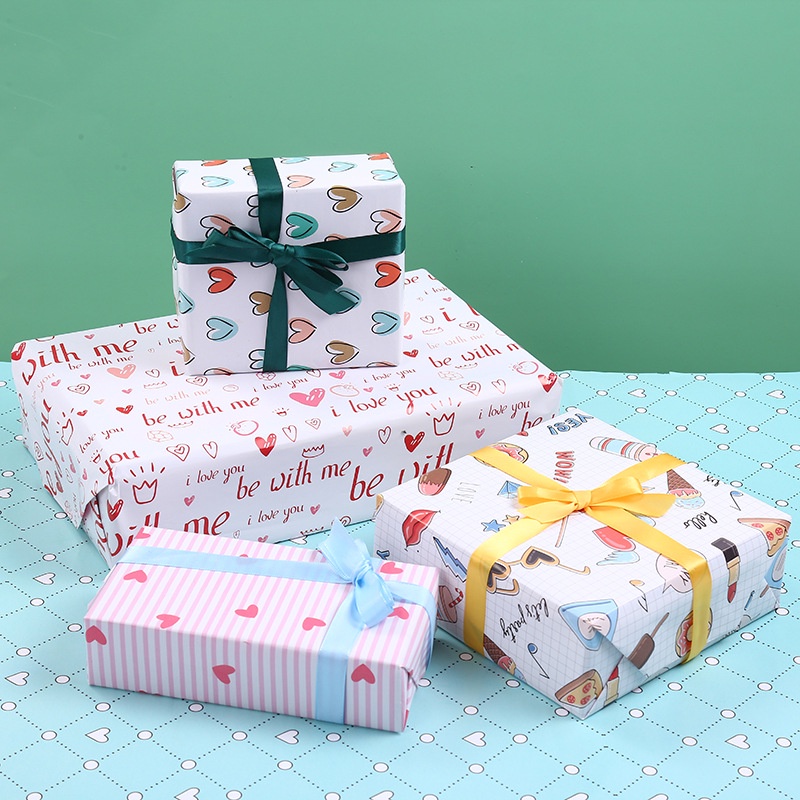 Love Heart Gift Packaging Paper Cartoon Gift Box Gift Decorative Paper ...