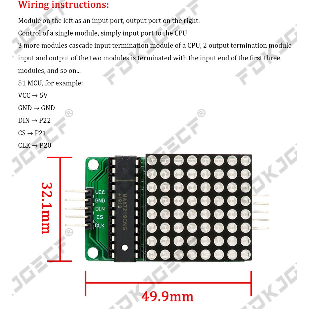 LED Display MAX7219 Dot Led Matrix Module 8*8 MCU Control Module For ...
