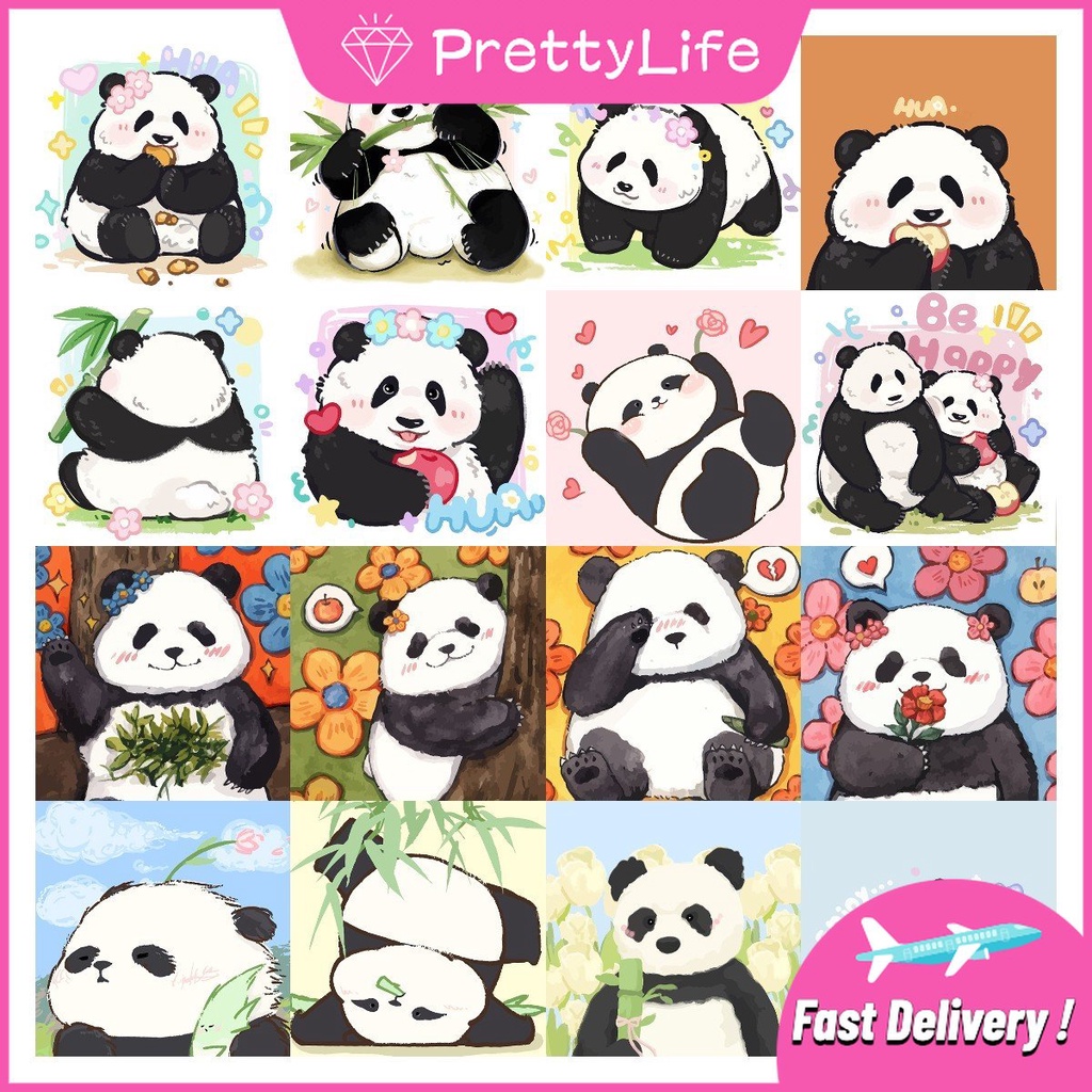 PL Cartoon Panda Hua Hua - Set 1, Diamond Painting, Crystal Cross ...