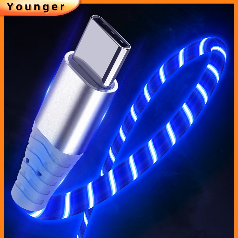 LED Flowing Light Fast Charging Cable Streamer Light USB Cable Car ...