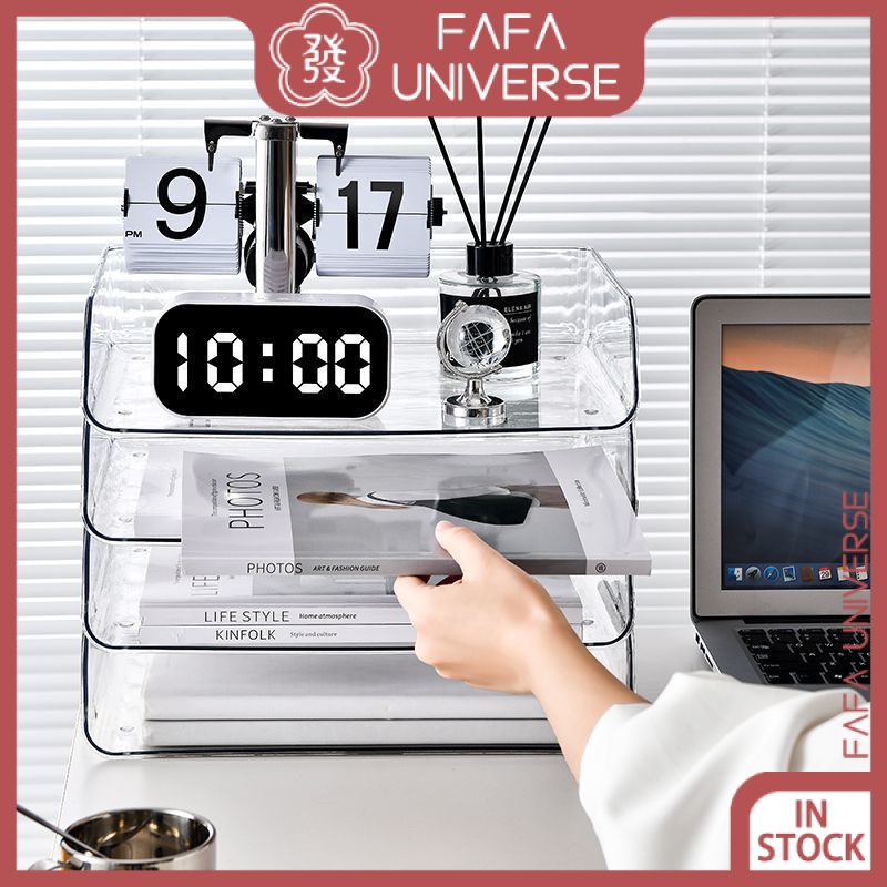 Transparent File Book Storage Box A4 Paper Office Goods Desktop Desk ...